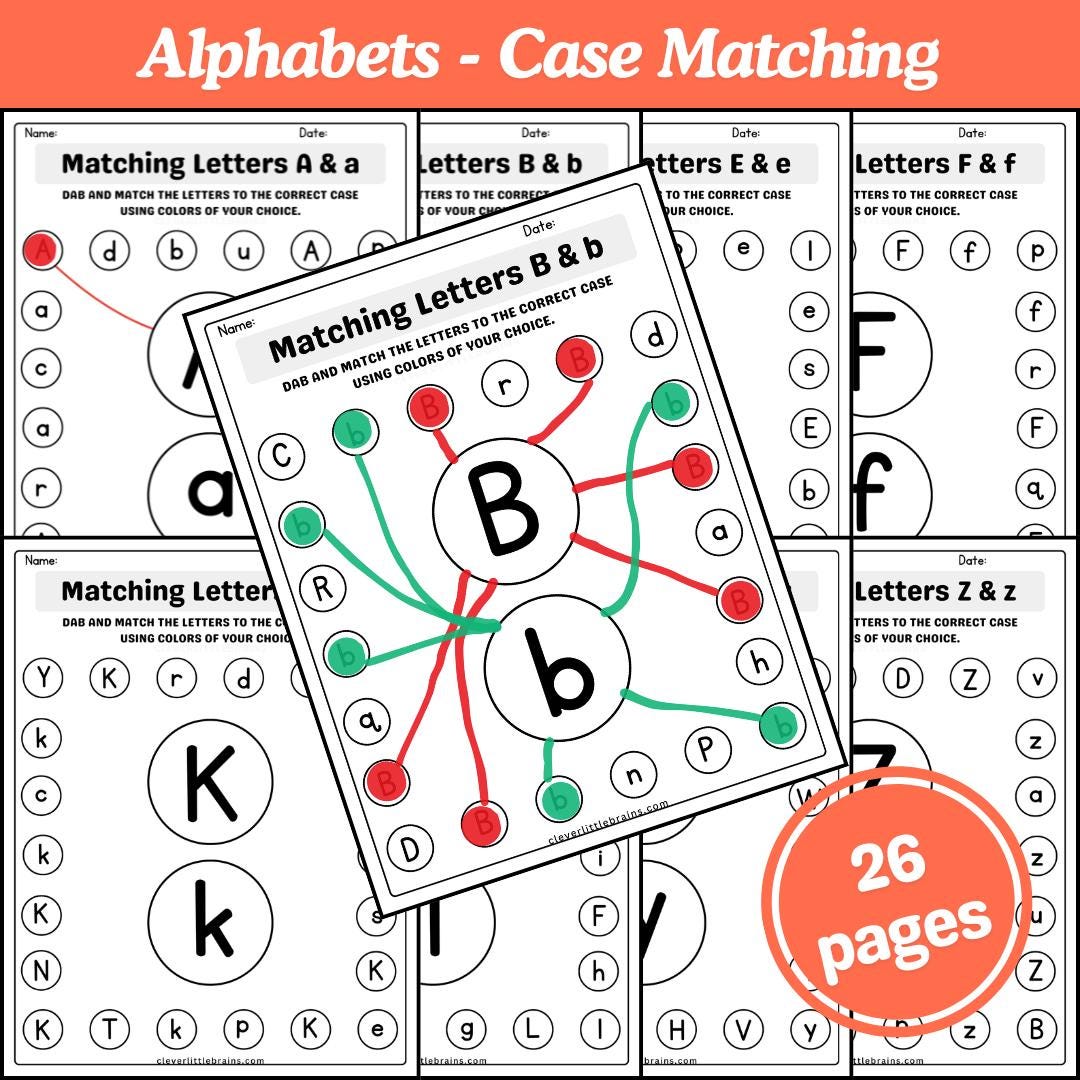 Alphabet Dab & Color Worksheets: Letter Recognition and Matching A-Z ...