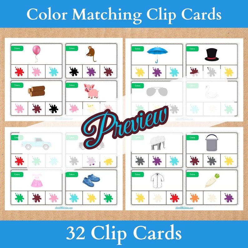 Color Matching Clip Cards | Colors for Kids | Match Picture Colors ...
