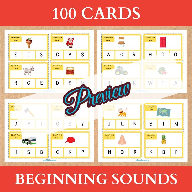 100 Beginning Sound Clip Cards | Montessori Activities | Beginning ...