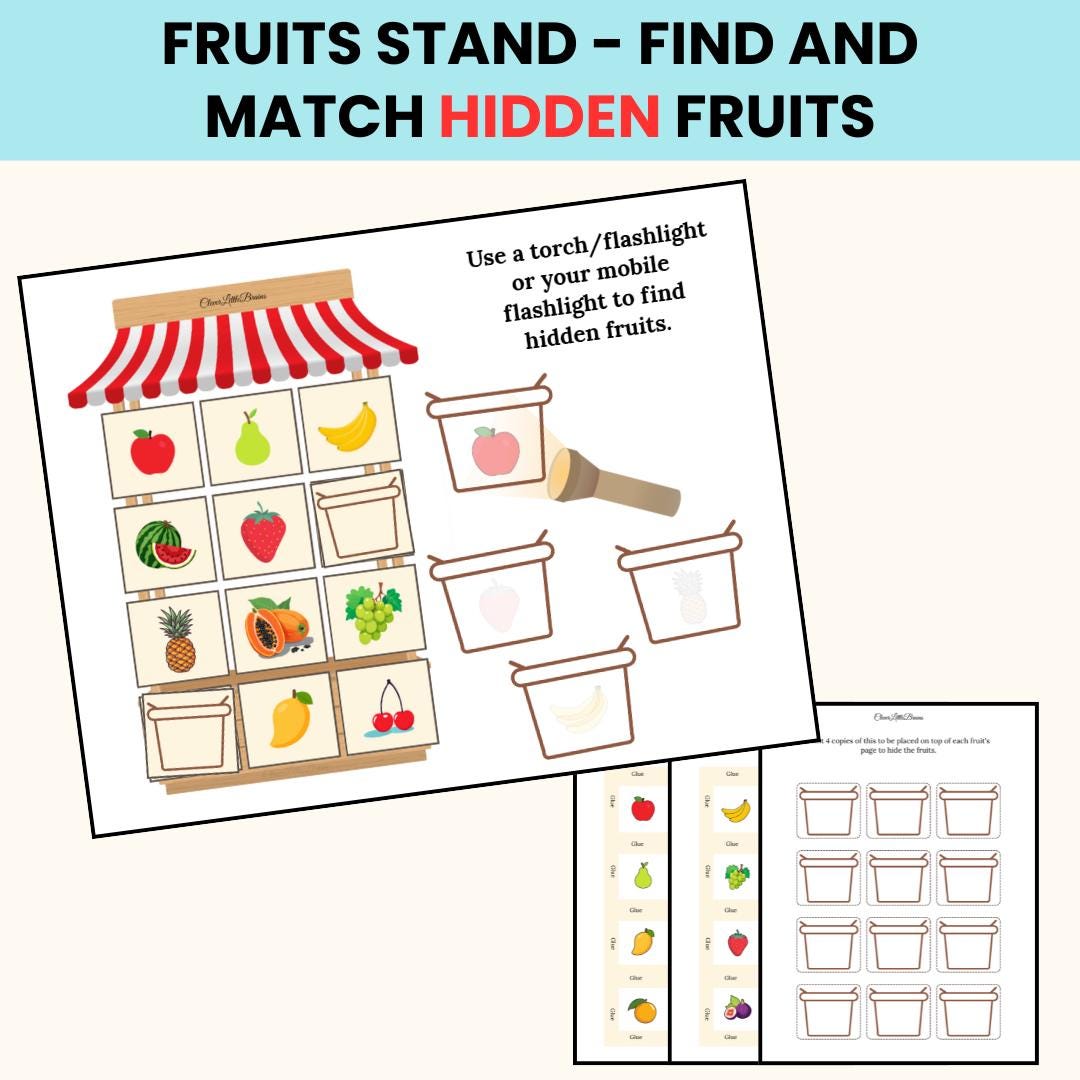 Fruit Stand Hidden Object Game | Flashlight Reveal Activity | Preschool ...