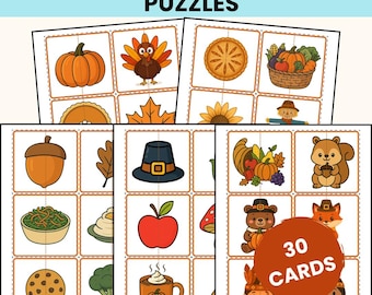Thanksgiving Puzzles for Kids | Fall Matching Activity for Toddlers | 2 ...