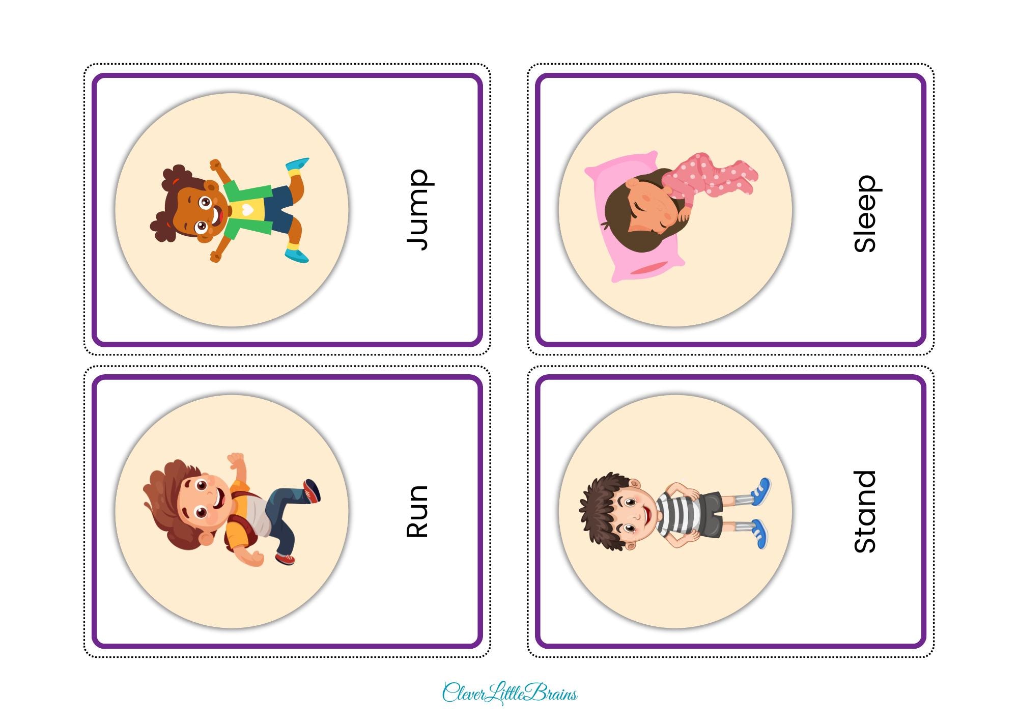 Action Verbs Flashcards | Montessori 3-part Nomenclature Action Verbs ...