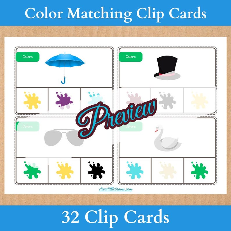 Color Matching Clip Cards | Colors for Kids | Match Picture Colors ...