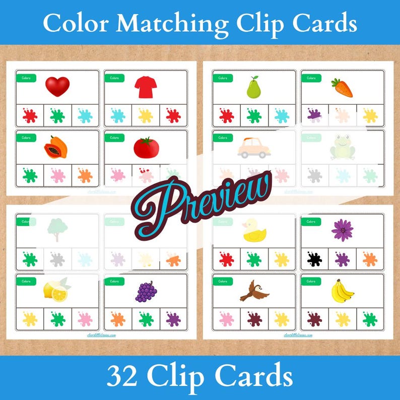 Color Matching Clip Cards | Colors for Kids | Match Picture Colors ...