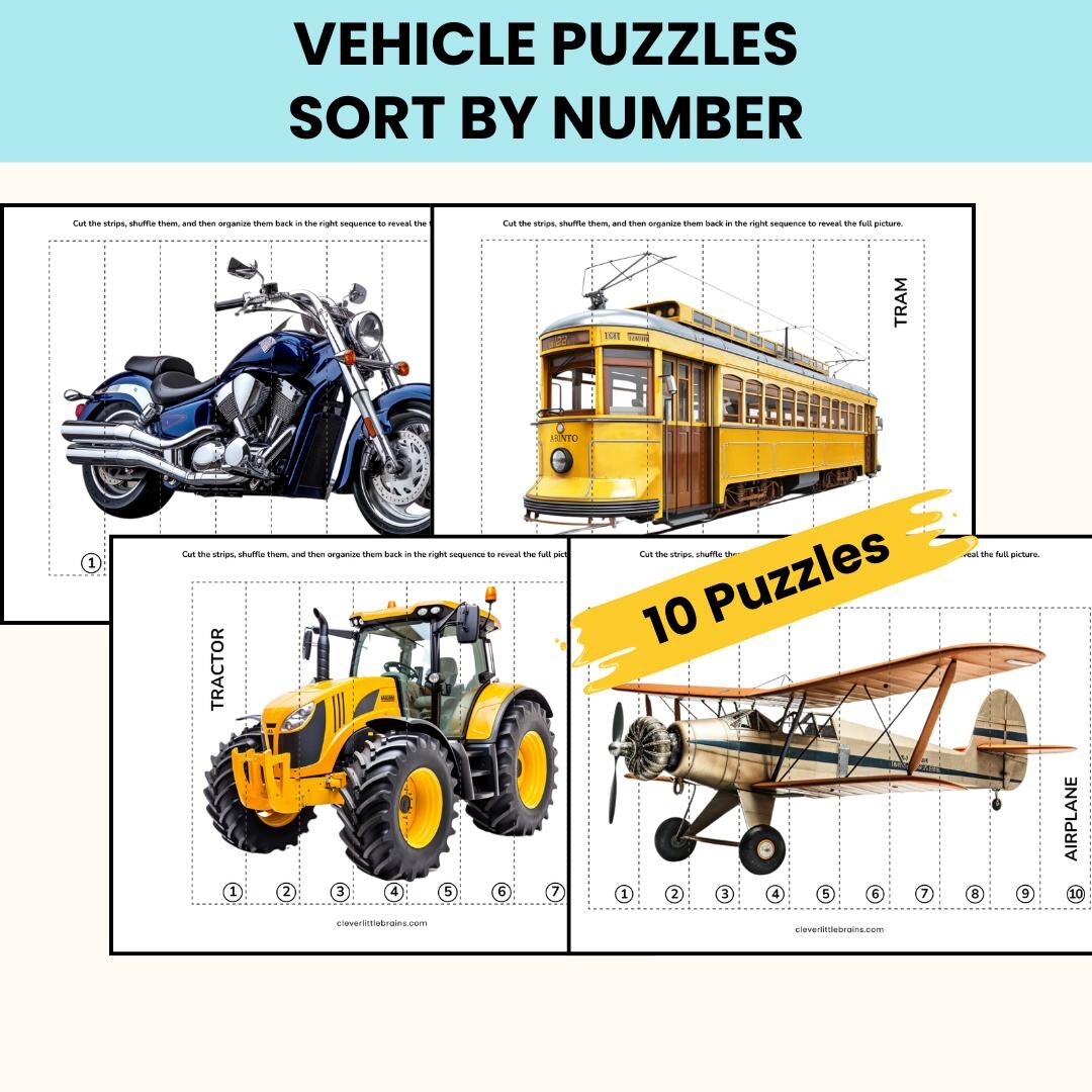 Vehicle Number Order Puzzles | Transportation Puzzle Game Sort by ...