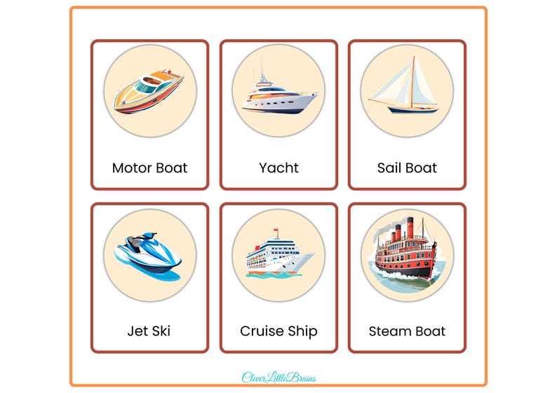 Water Transport Flashcards for Kids | Water Transport Vehicles Names ...