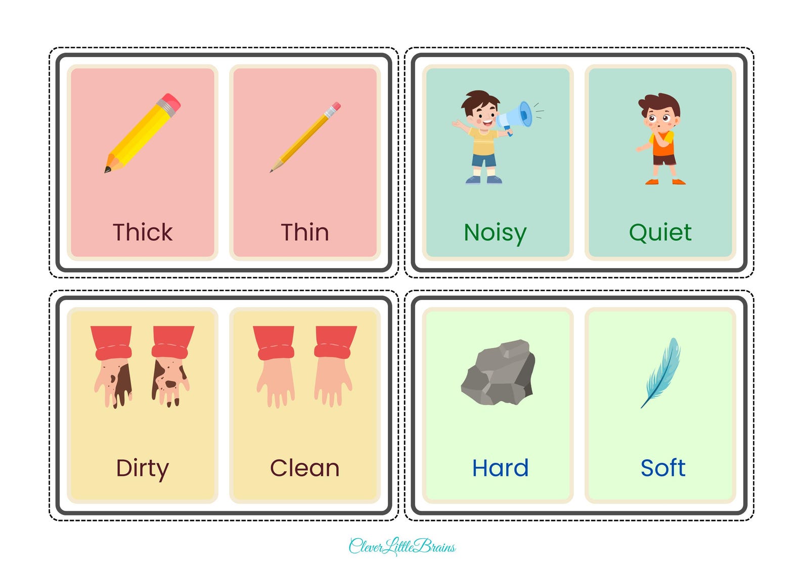 Opposites for Kids With Names & Pictures | Opposites Flashcards for ...