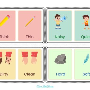 Opposites for Kids With Names & Pictures | Opposites Flashcards for ...