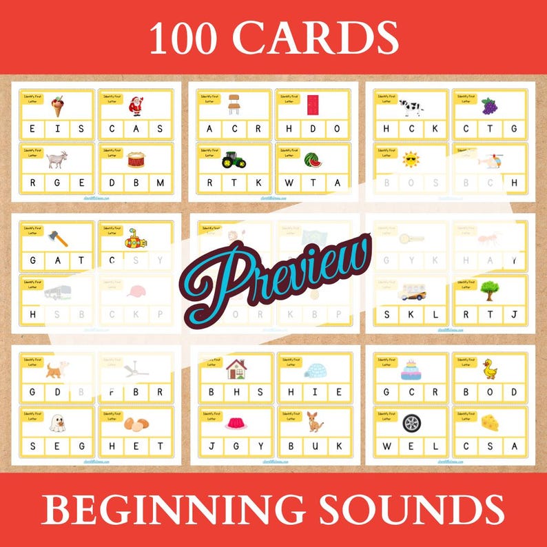 100 Beginning Sound Clip Cards | Montessori Activities | Beginning ...