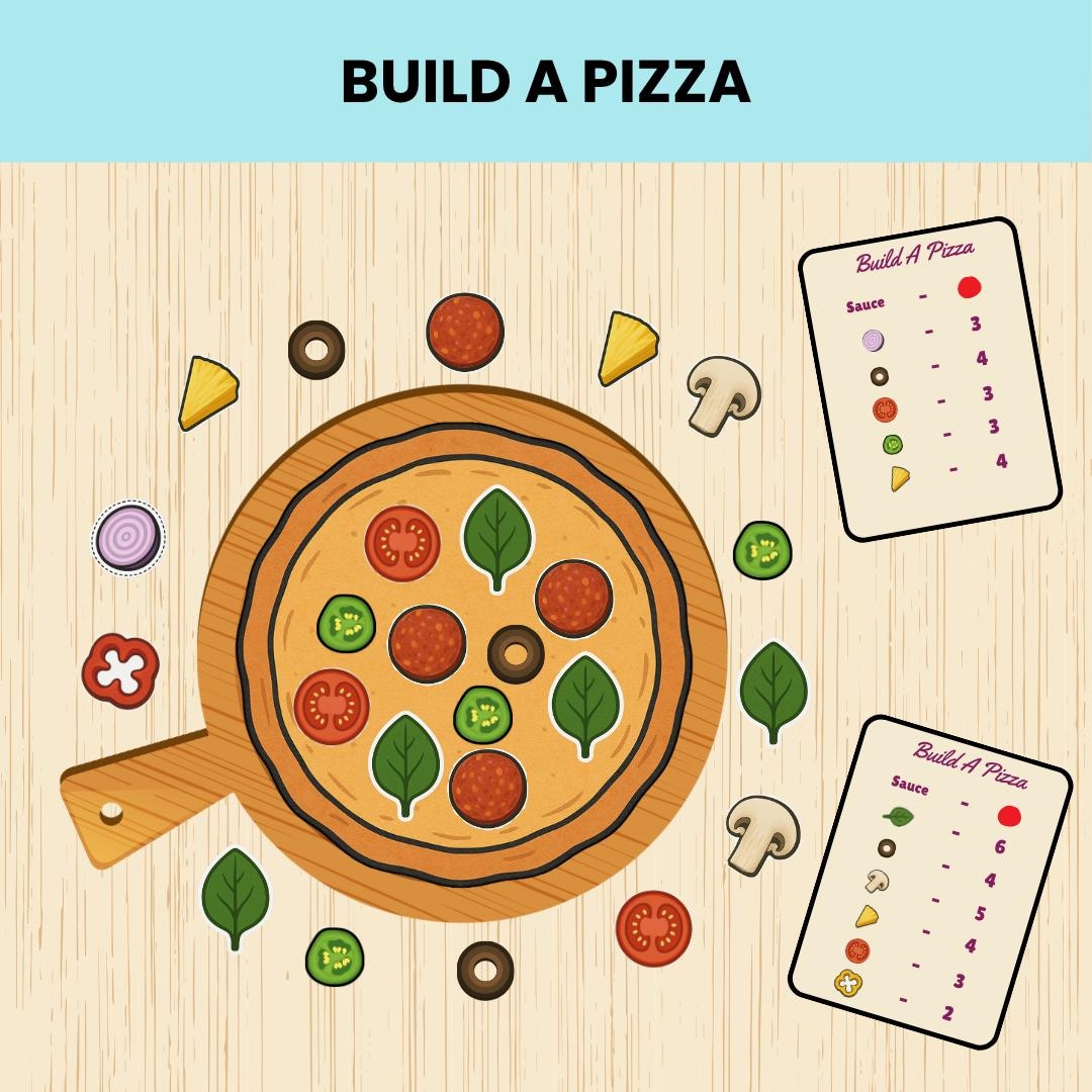 Build A Pizza Printable Activity | Pretend Play | Preschool Fine Motor ...