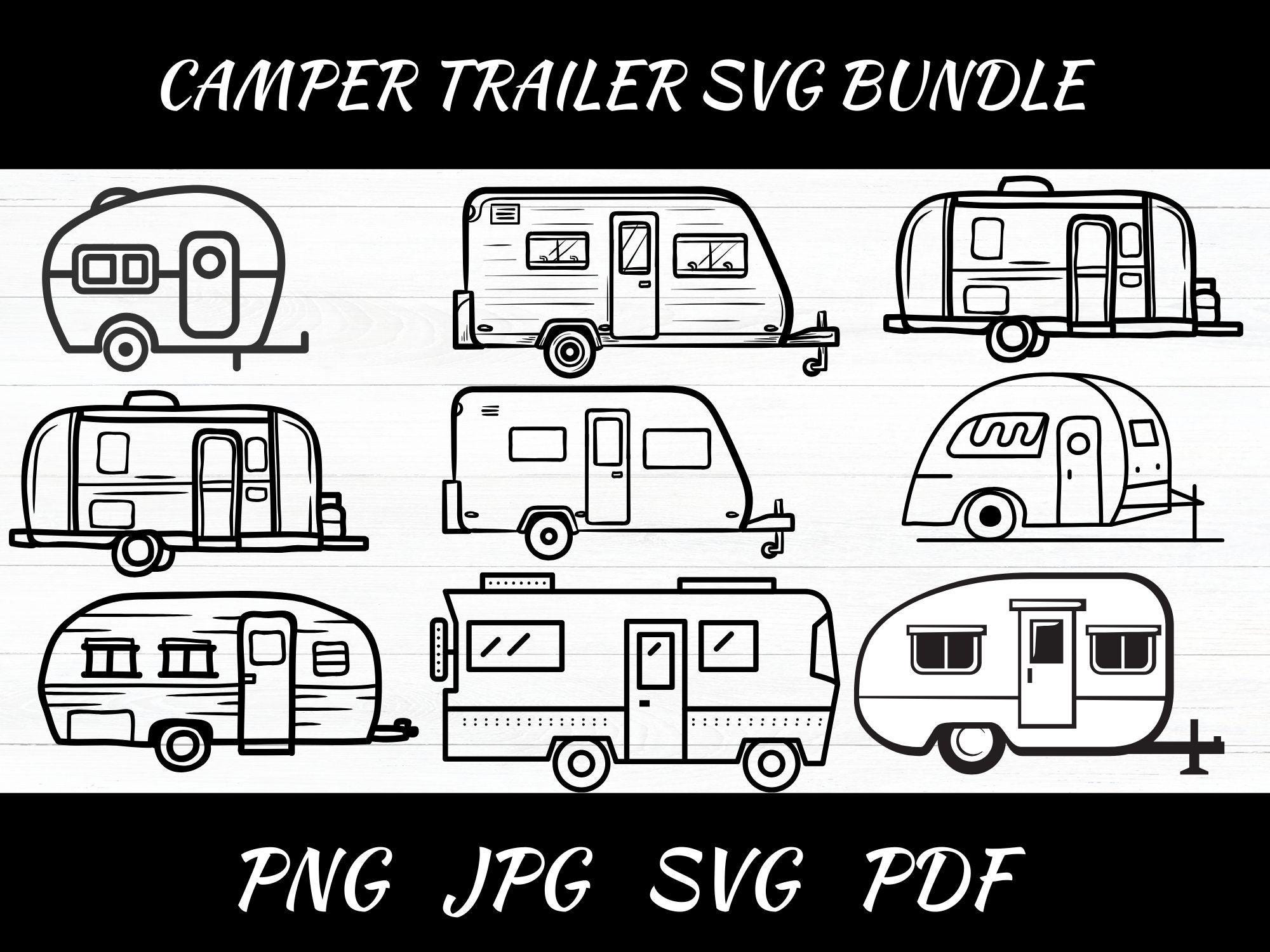 Camper Trailer SVG Bundle: Camping Clipart, RV Silhouettes (instant ...