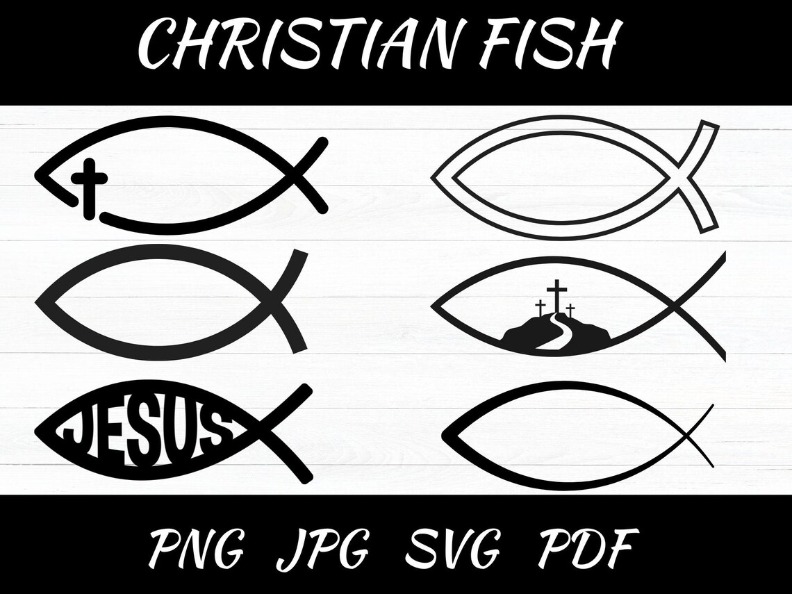 Christian Fish Svg Bundle, Jesus Fish Svg, Ichthys Svg, Religious Fish ...