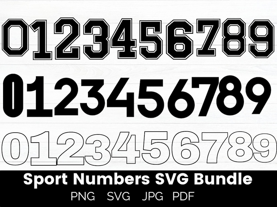 Varsity Sport Numbers SVG Bundle (PNG) - Etsy UK