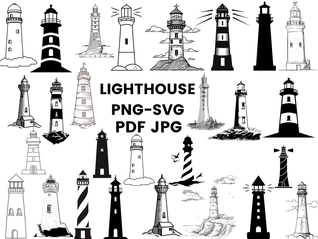 Lighthouse SVG Bundle: Ocean Clipart, Silhouette, Decal (cut File) - Etsy