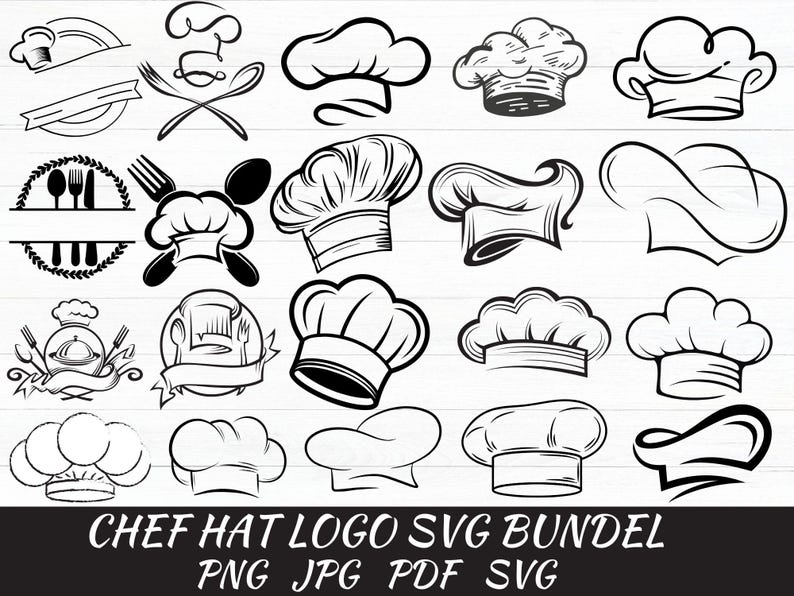 Chef Hat Logo SVG Bundle: Restaurant Clipart (cut File) - Etsy