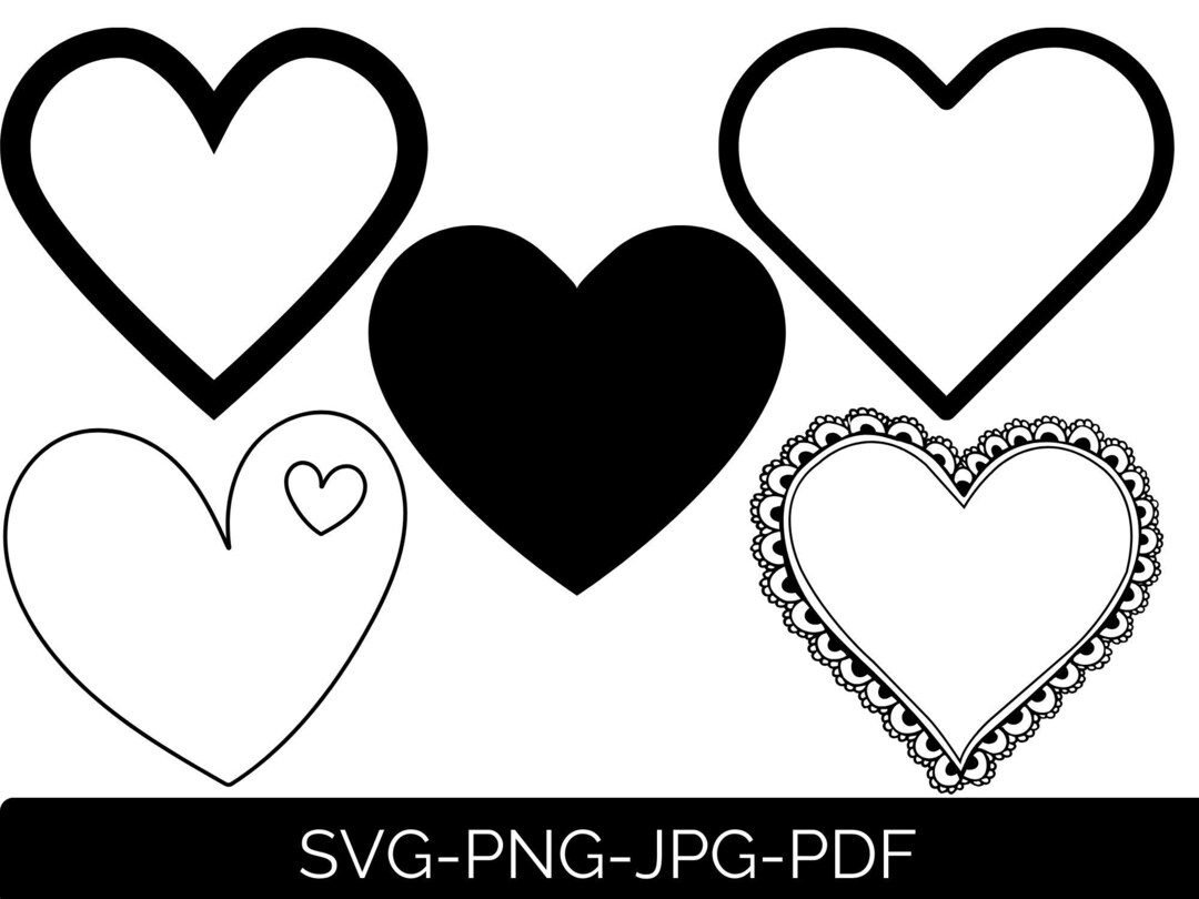 Heart Outline | Heart DIGITAL DOWNLOAD | Svg Png Dxf Eps Instant ...