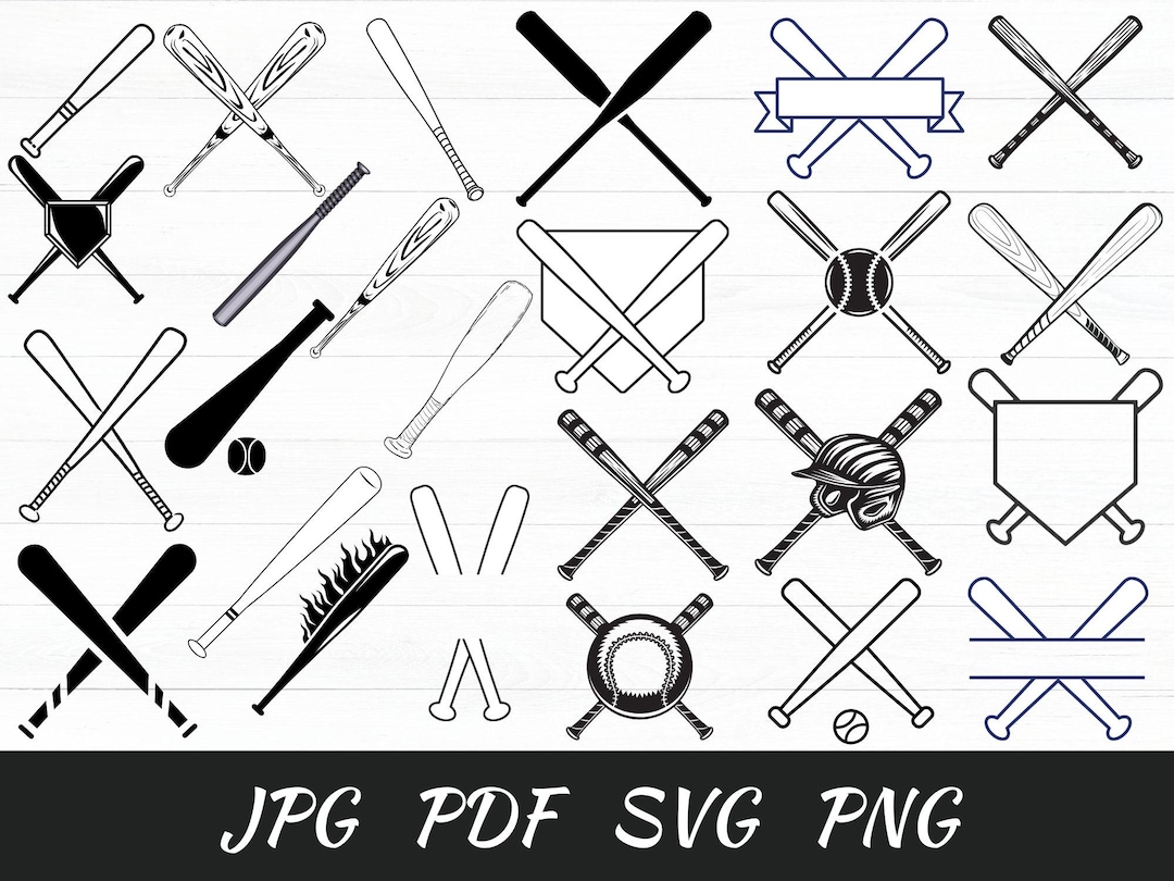 Baseball Bat SVG Bundle: Sports Clipart, Vector Silhouette (PNG) - Etsy