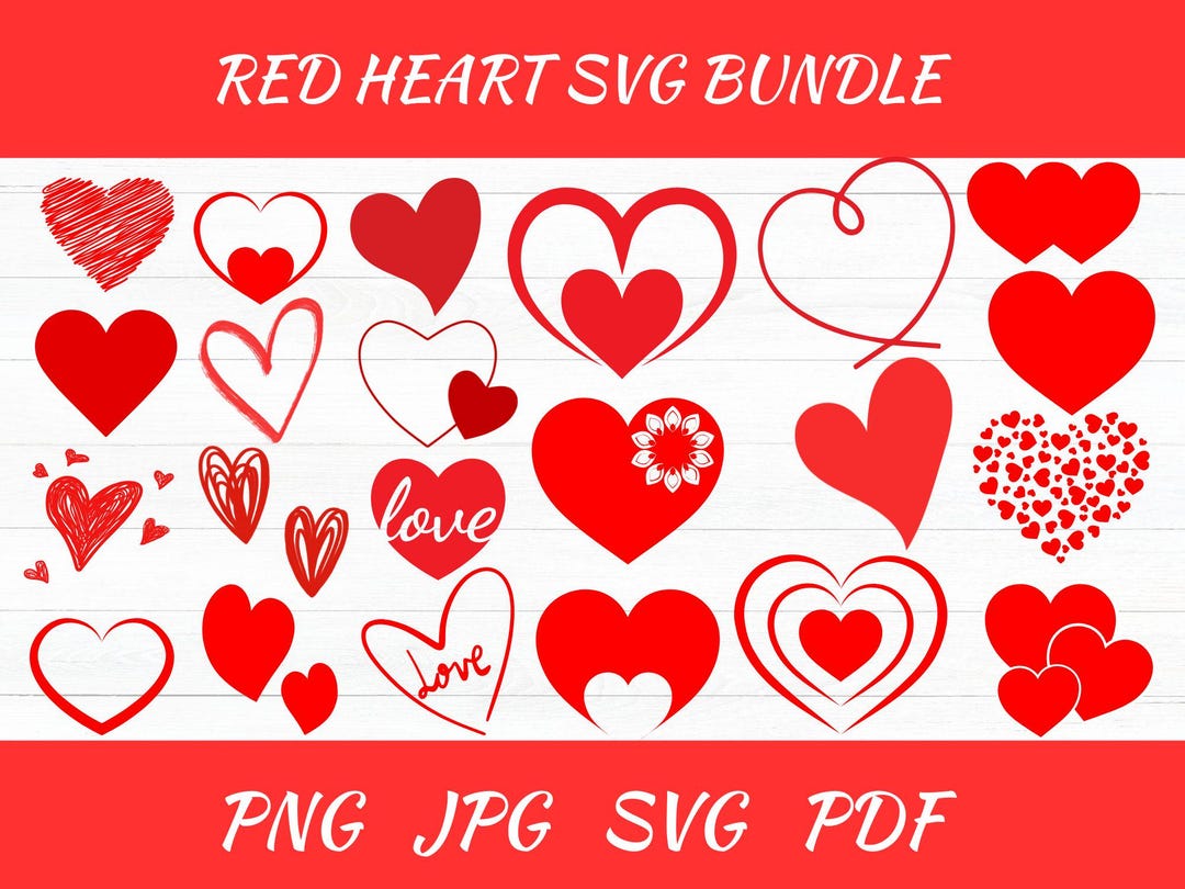 Red Heart SVG, Valentine's Day Svg, Red Hearts Bundle, Love Svg, Heart ...