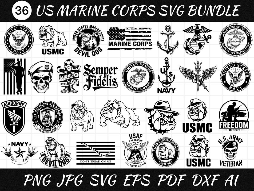US Marine Corps SVG Bundle – Military Clipart, Armed Forces Designs ...