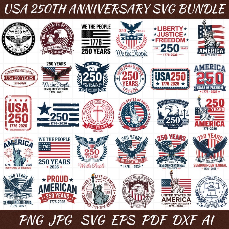 USA 250th Anniversary SVG Bundle – Patriotic Designs (digital Download ...