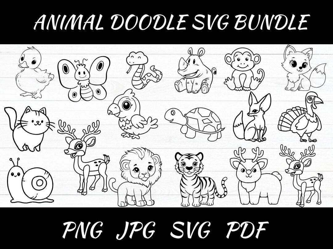 Tier Doodle SVG-Bundle, Tiere Umriss SVG, Bauernhof Tiere SVG ...