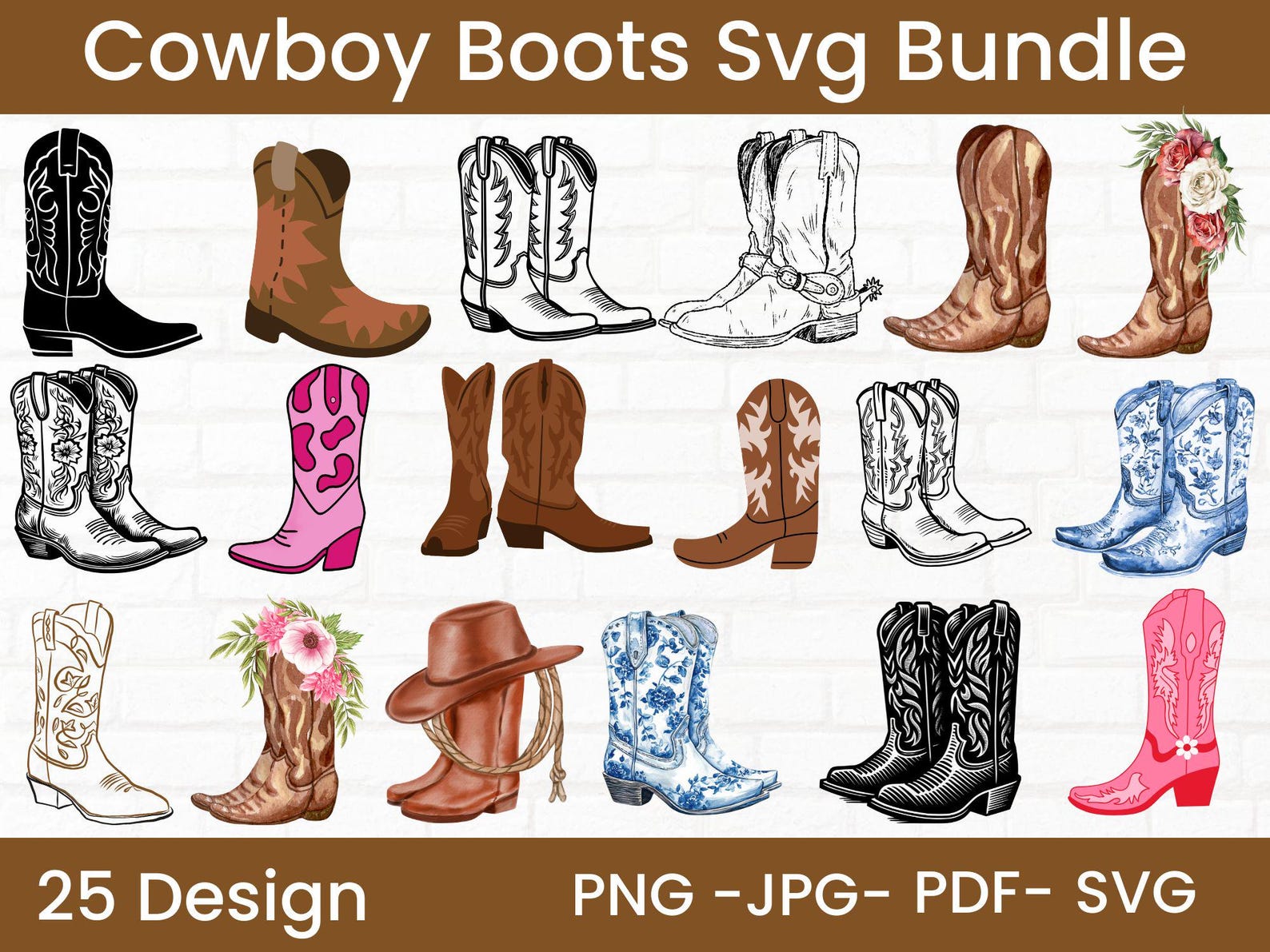 Cowboy Boots SVG Bundle: Western Cowgirl Designs (instant Download) - Etsy