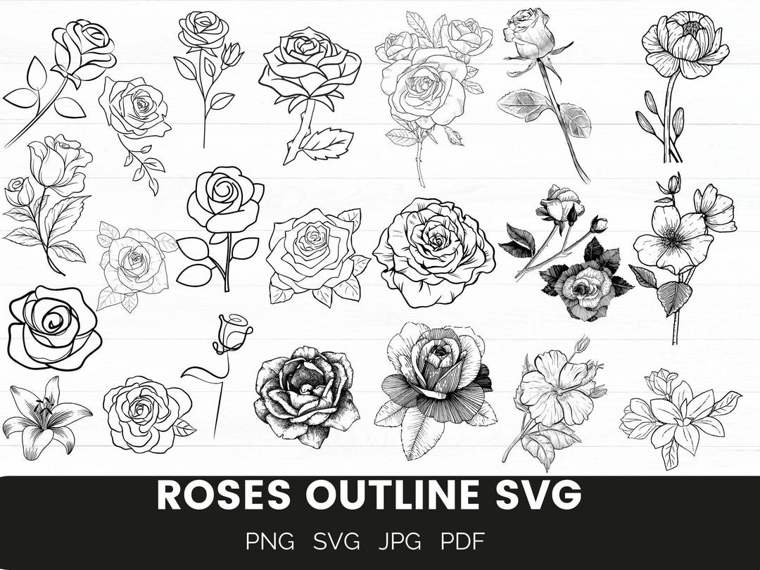 Roses SVG Bundle,roses Svg,rose Vector Svg,tattoo Svg,svg Files for ...