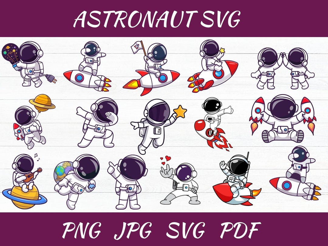 Astronaut SVG Bundle: Rocket Spaceman Universe Designs (PNG) - Etsy