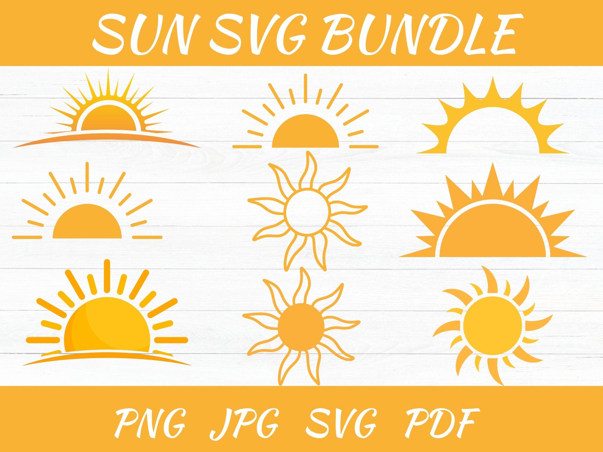 Sun SVG Cut File: Sunrise Clipart, Silhouette Vector - Etsy