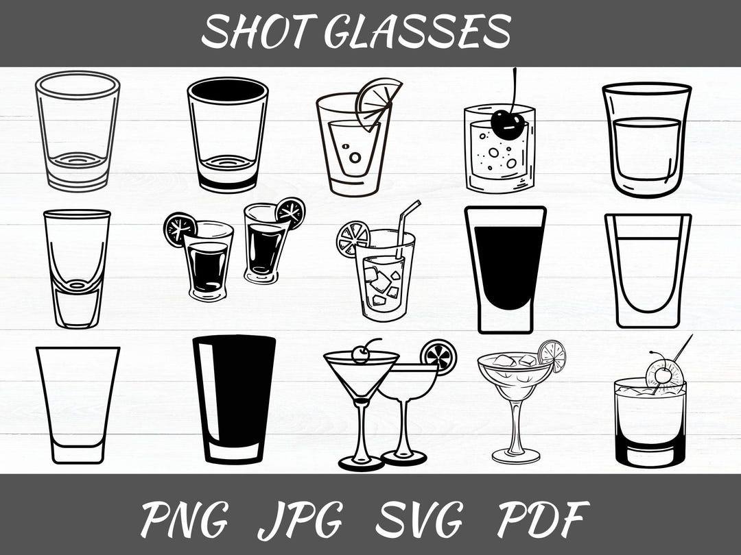 Shot Glasses SVG Bundle: Alcohol Party Clipart (digital Download - Etsy