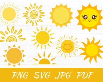 Sun Svg, Sunrise Svg Bundle, Sun Clipart, Half Sun Svg, Summer Sun Svg ...
