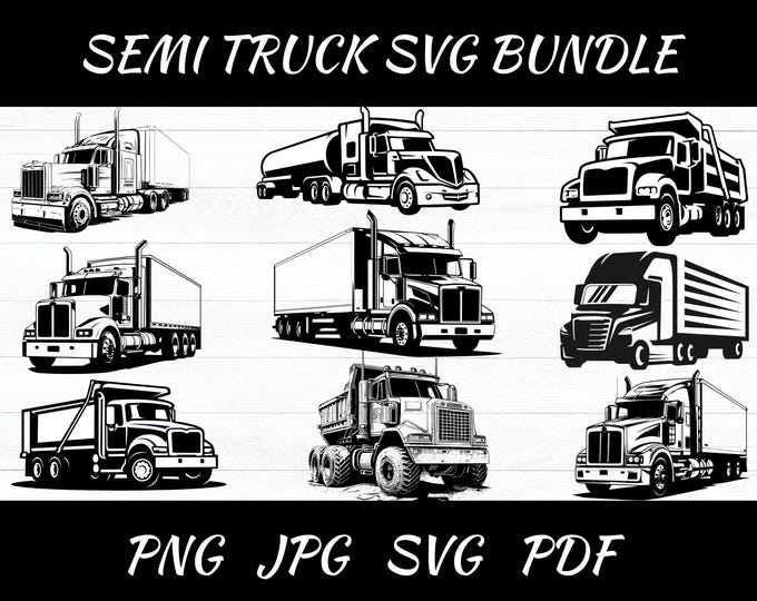 Semi Truck SVG, Semi Truck PNG Bundle, Semi Truck Clipart, Semi Truck ...