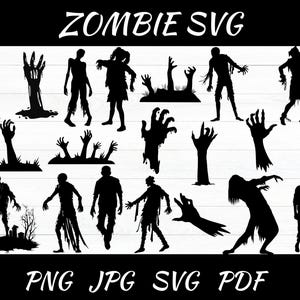 Zombie SVG: Spooky Halloween Silhouette, Cricut-ready Clipart (PNG, SVG ...
