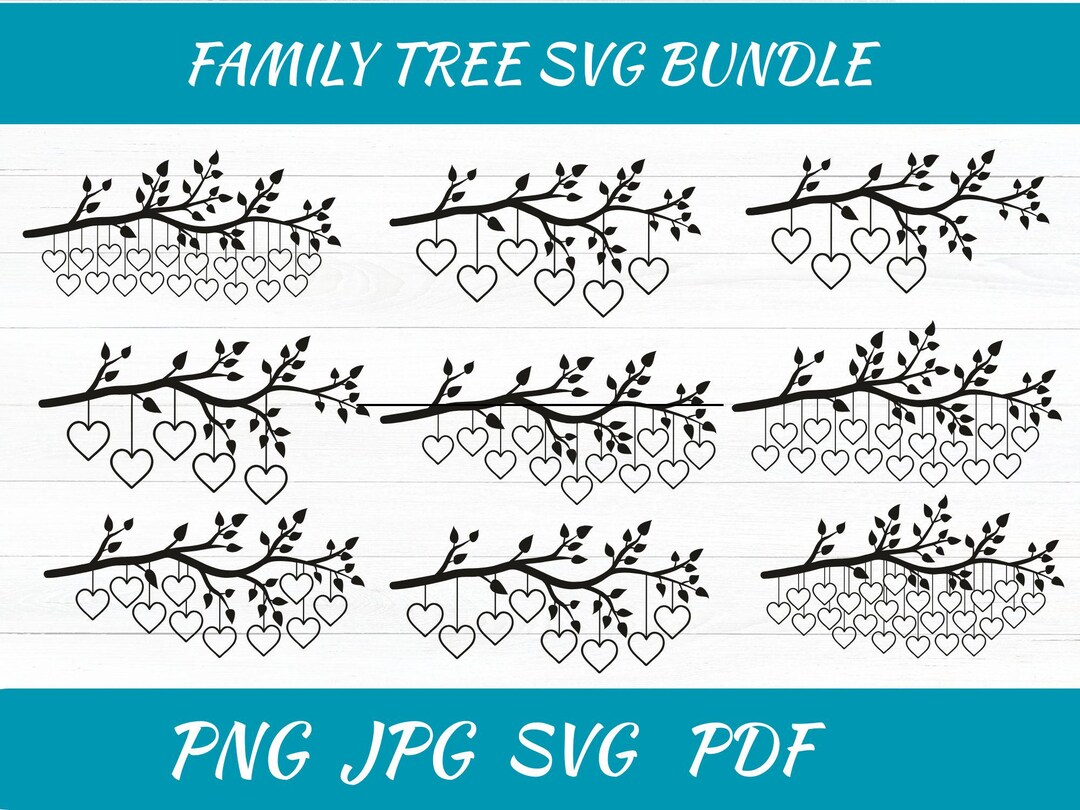 Family Tree SVG Bundle: Heart Branch Design (digital Download) - Etsy