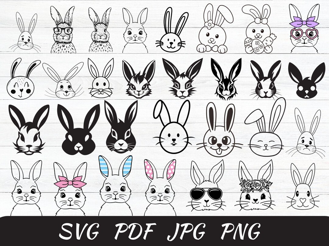 Easter Bunny Face Svg, Cute Bunny Faces Svg, Easter Bunny Svg, Bunny ...