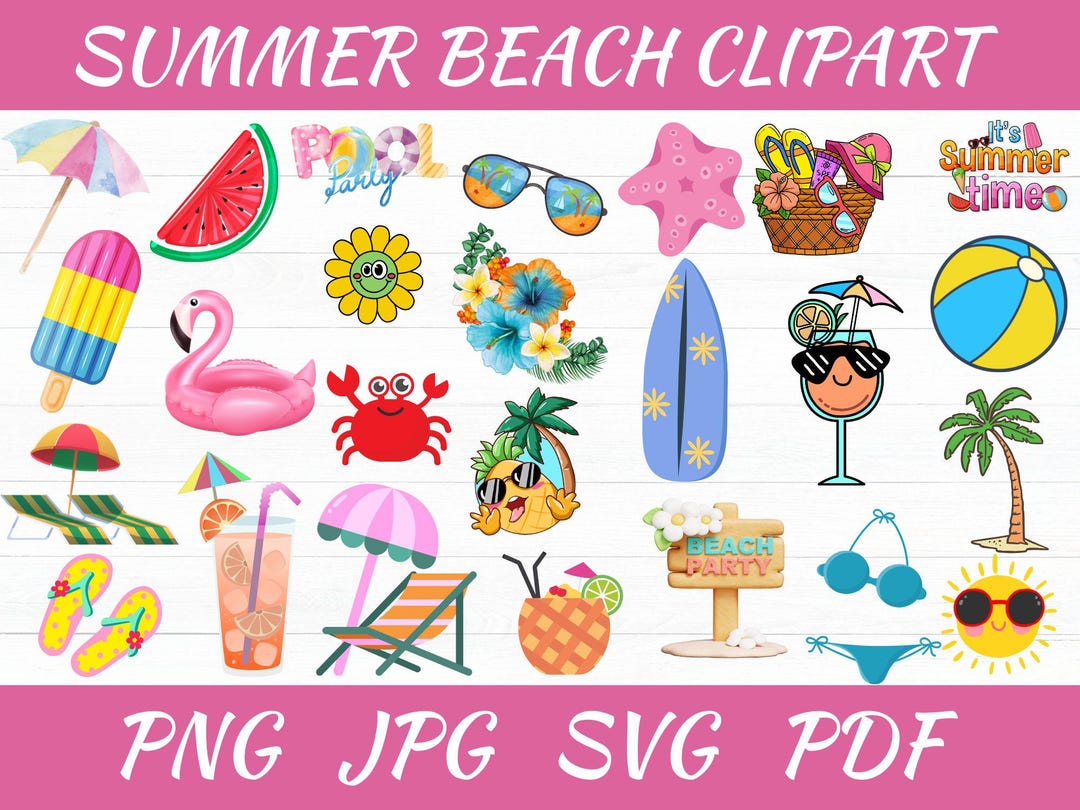 Summer Beach Clipart Bundle: Pool Party Graphics (instant Download) - Etsy