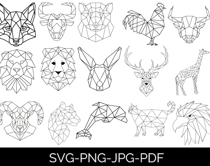 Geometric Animals SVG, Geometric Wildlife Svg, Origami Animal ...