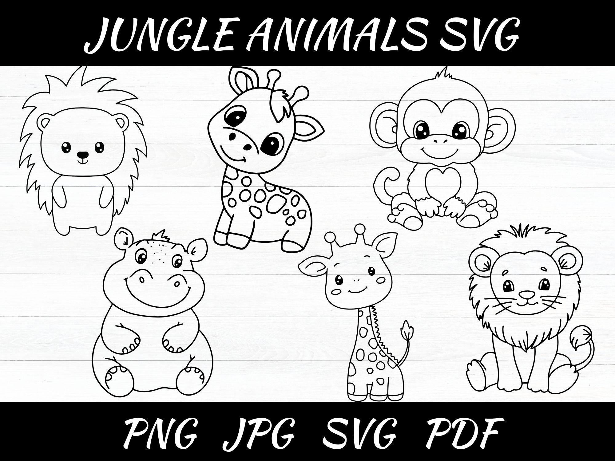 INSTANT Download.jungle Animals Single Line Svg Cut File for Laser. - Etsy