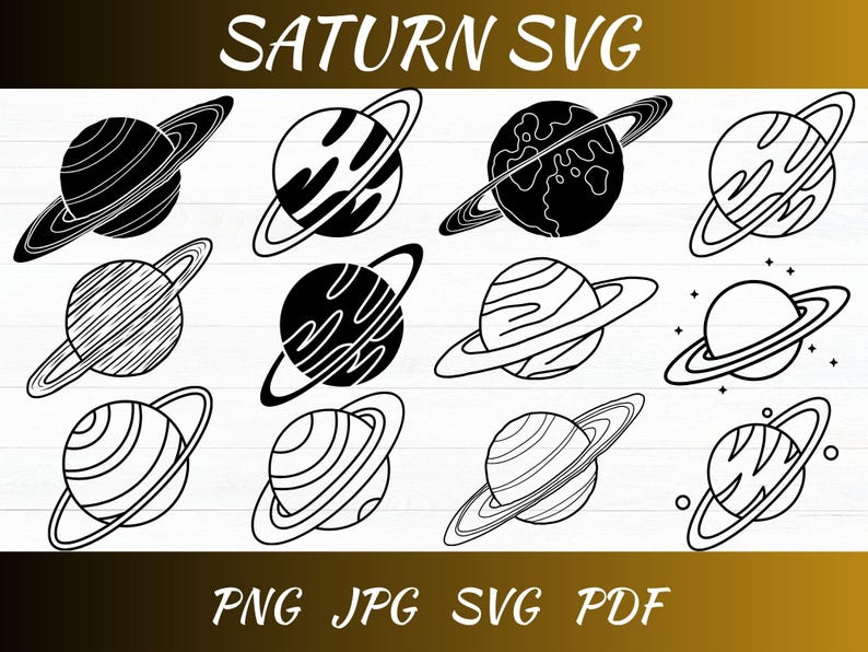 Saturn SVG: Space Clipart, Planet Cut File (cricut & Silhouette) - Etsy