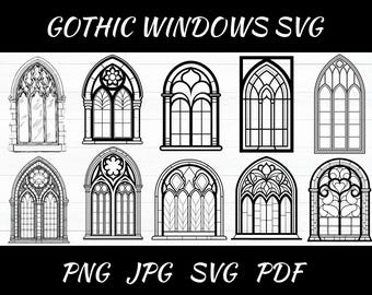 Gothic Windows Bundle Svg, Gothic Windows Clipart, Window Cut Files for ...