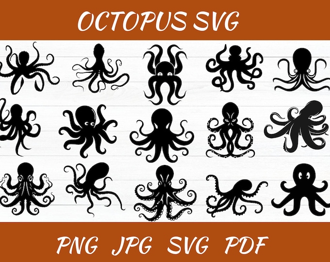 Octopus Svg Bundle,octopus Silhouettes,octopus Legs Svg,octopus ...