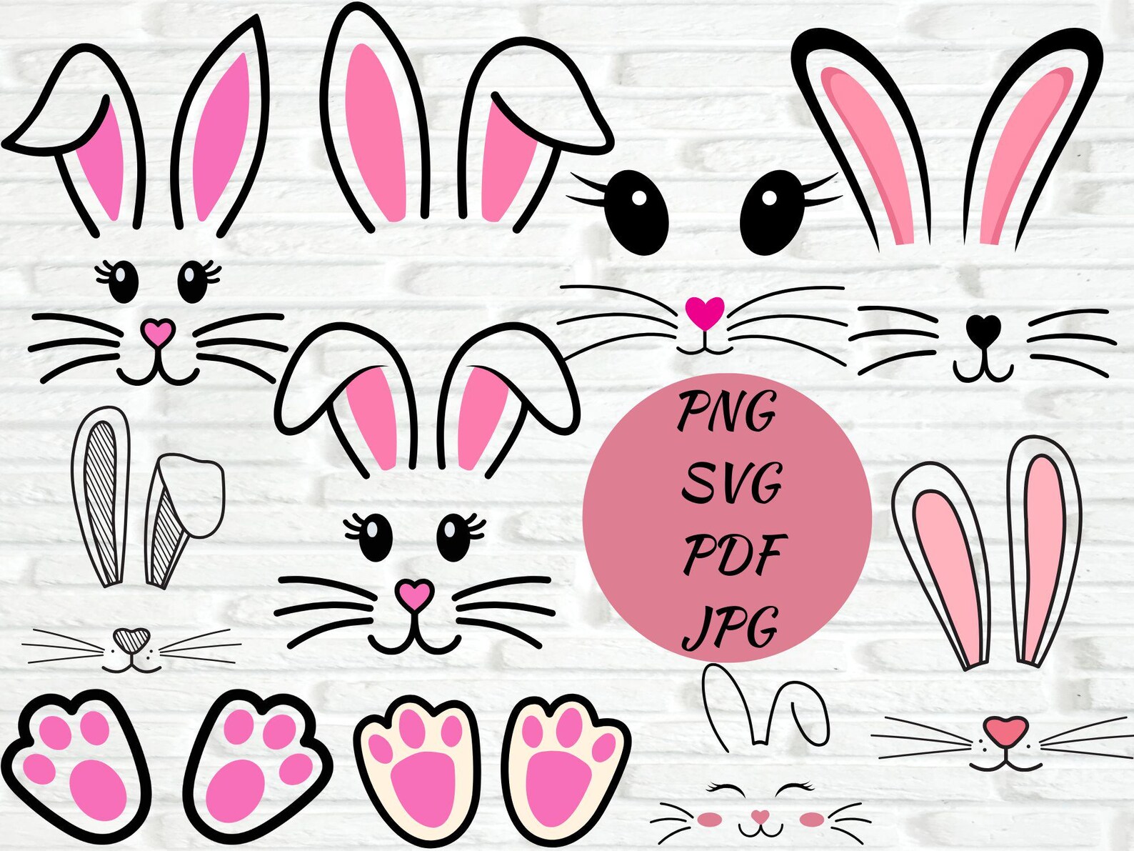 Easter Bunny SVG, Bunny Face Svg, Bunny Ears Svg, Bunny Monogram Svg ...