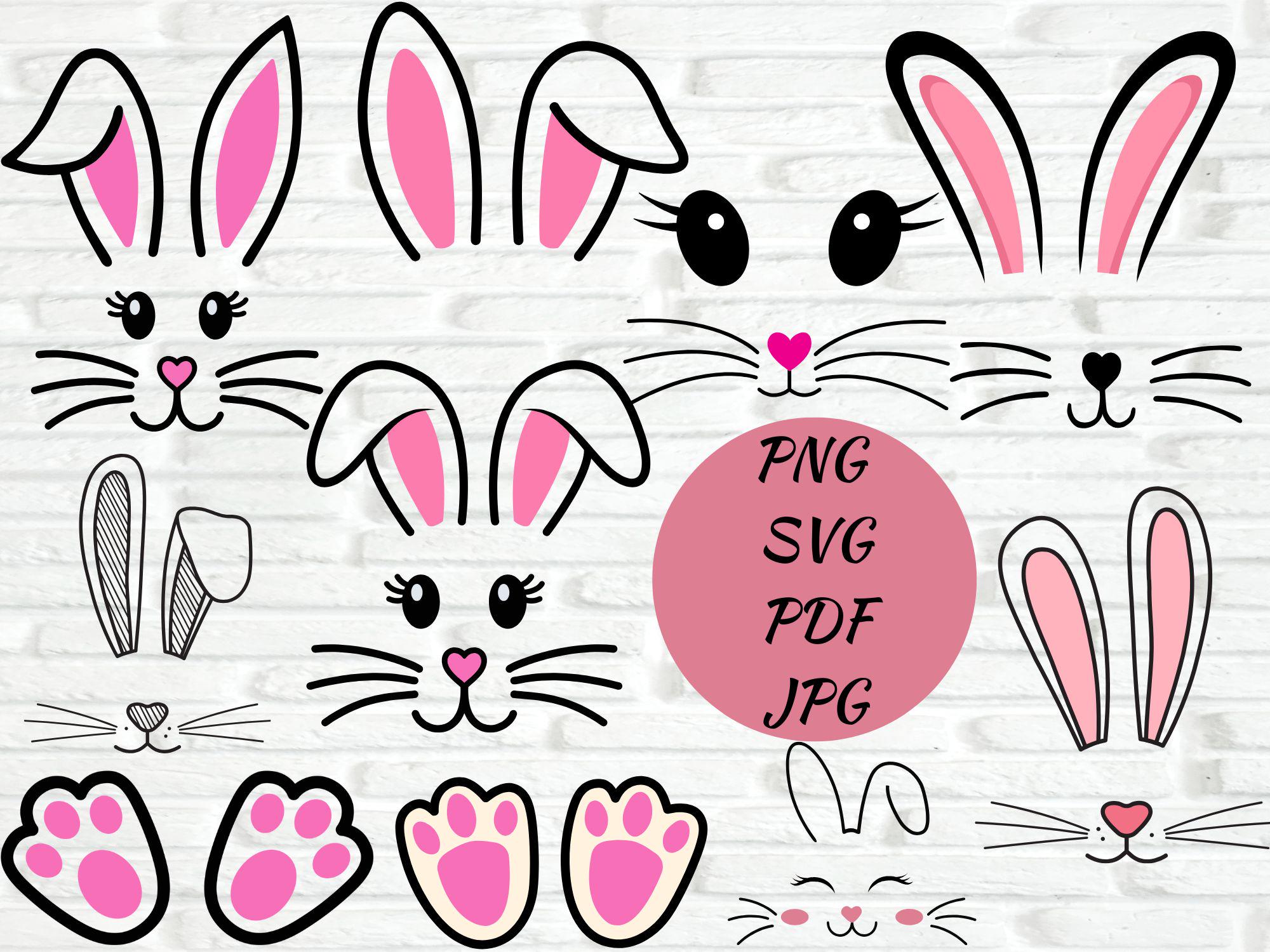 Easter Bunny SVG, Bunny Face Svg, Bunny Ears Svg, Bunny Monogram Svg ...