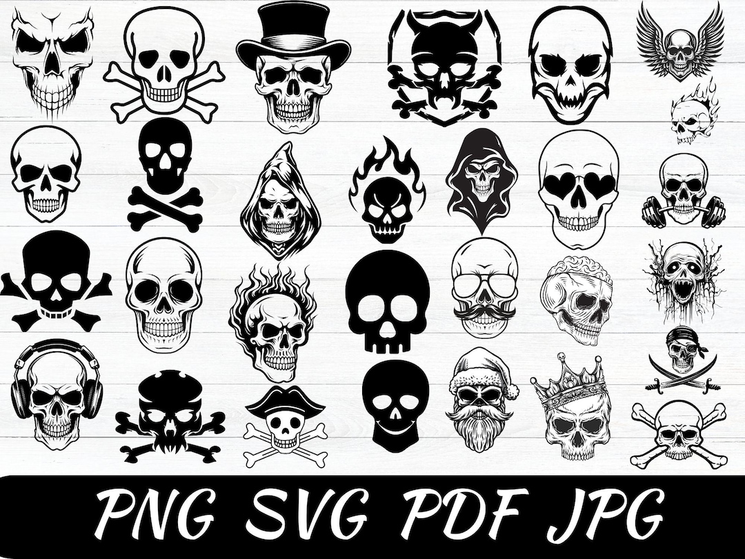 Skull SVG Bundle: Skeleton Clipart, Cricut Cut Files - Etsy