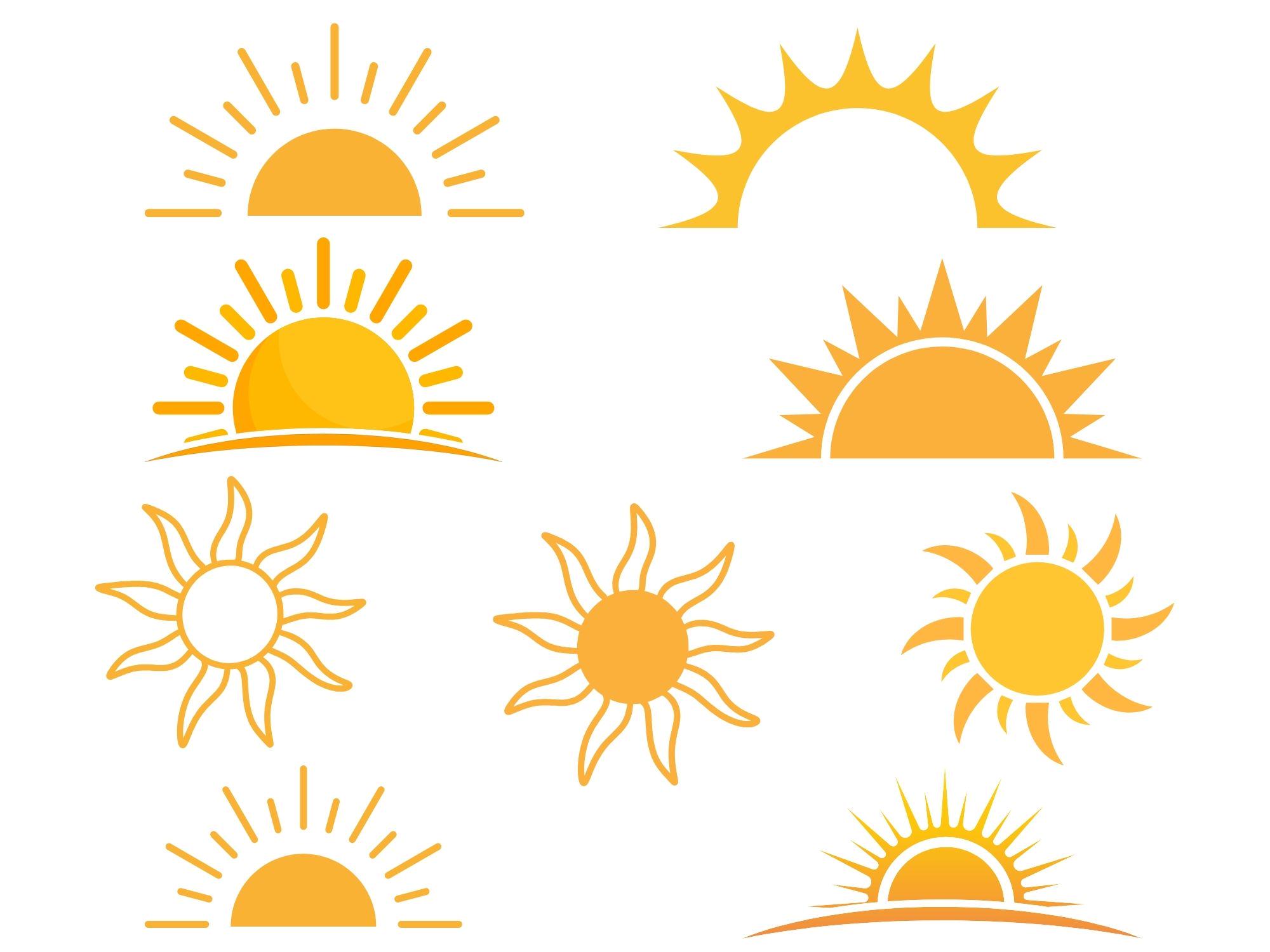Sun SVG Cut File: Sunrise Clipart, Silhouette Vector - Etsy