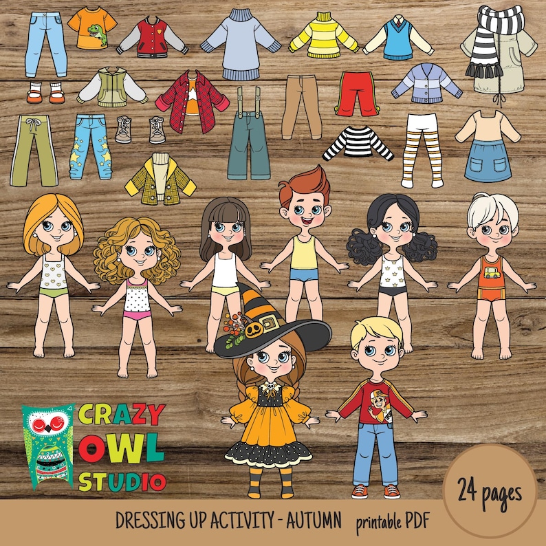 Autumn Dress-up Dolls-printable PDF; Printable Dress up Activity ...