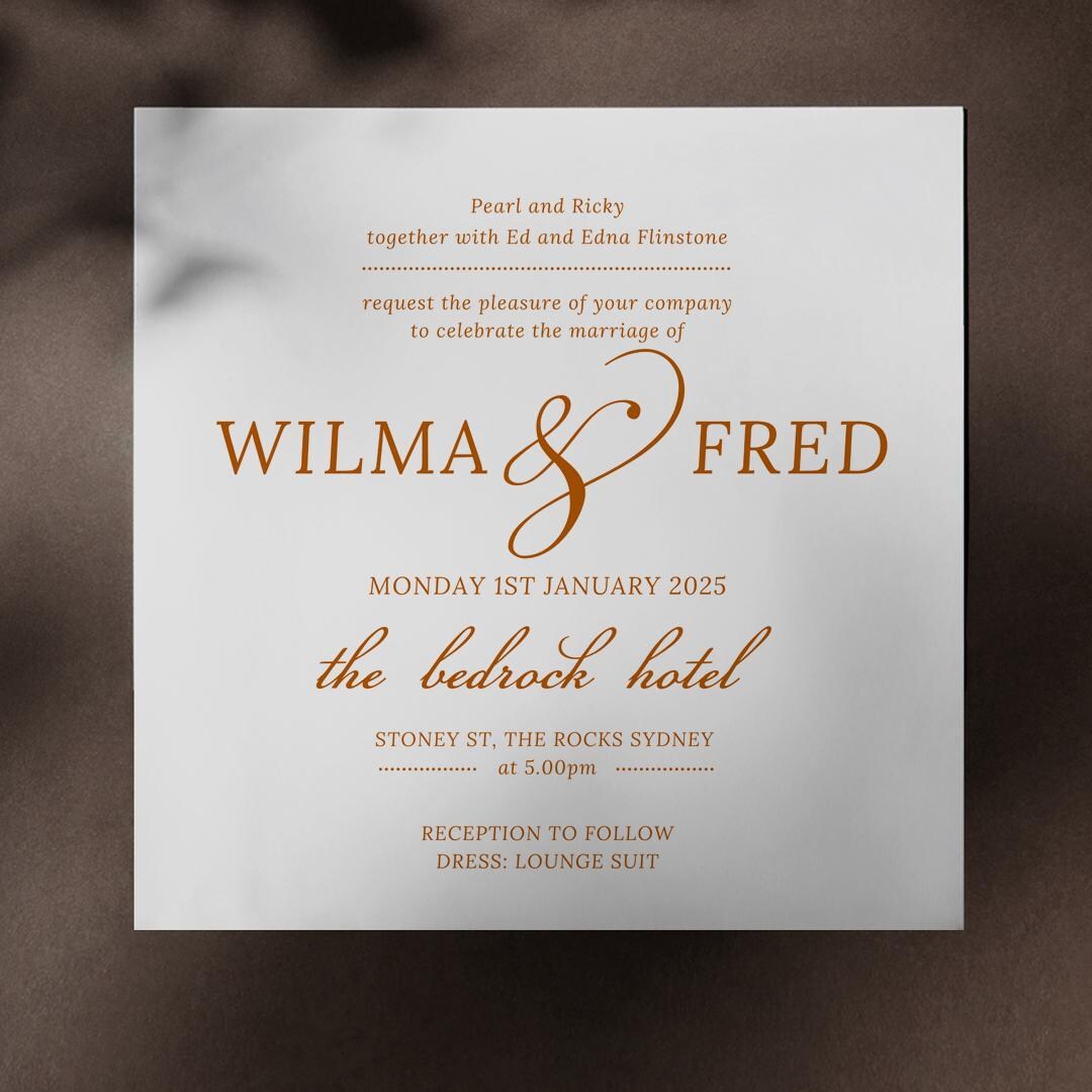 Rust Wedding Invitation Template, Modern Intimate Ceremony Invite ...