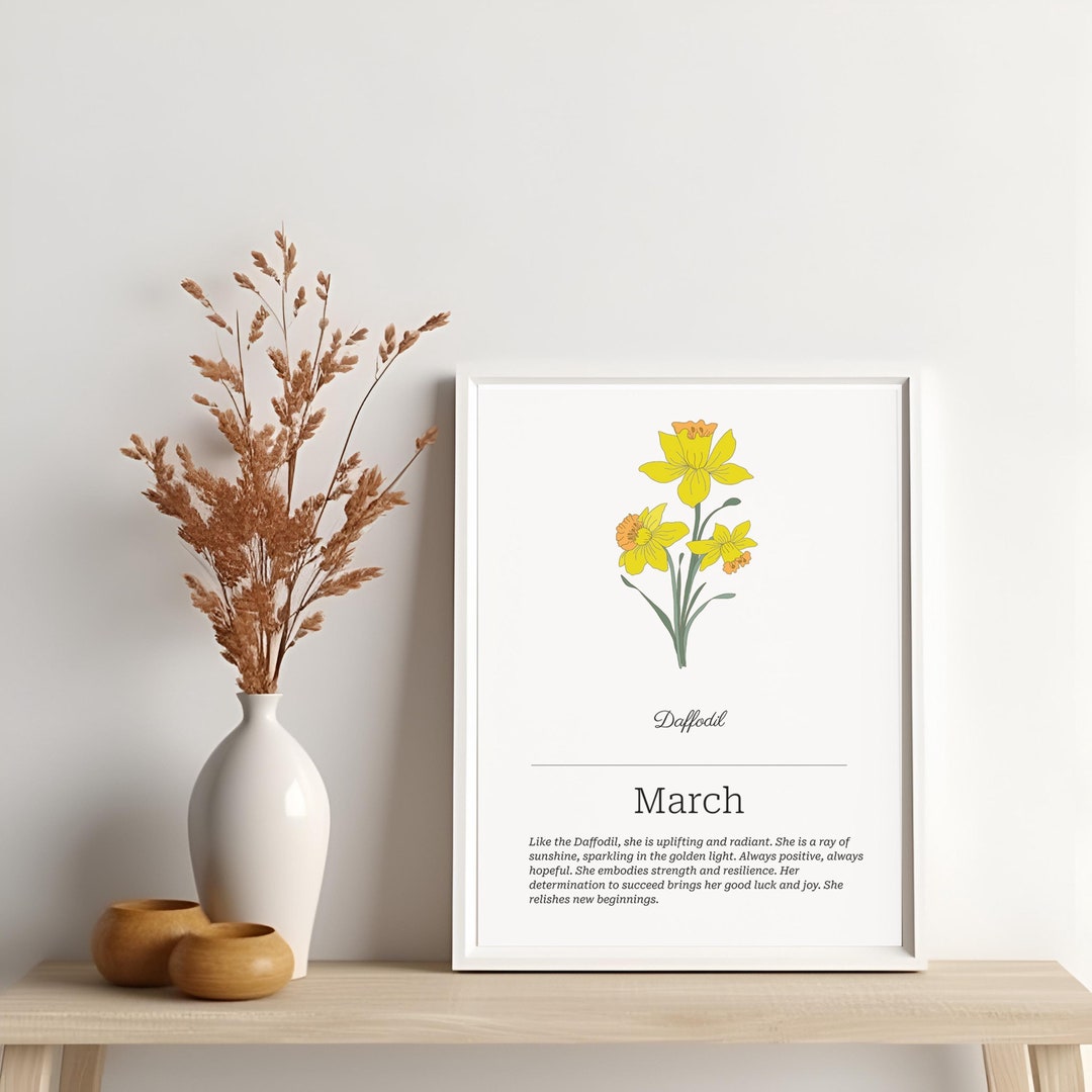 March Birth Flower Meaning, Month Daffodil, Digital Print Wall Art ...