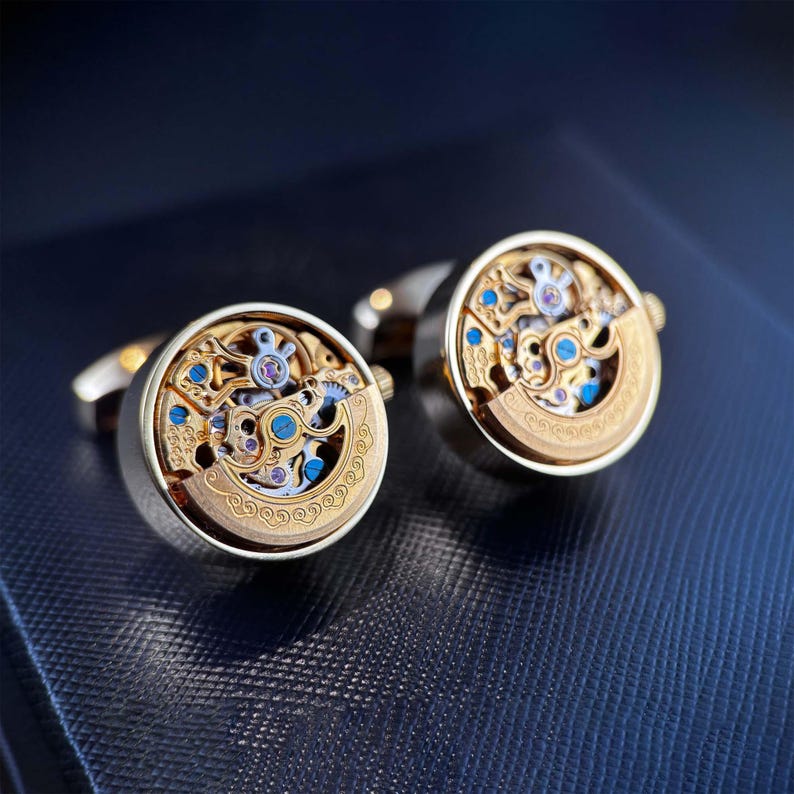 Luxury Custom Mechanical Cufflinks for Men Personalized Engraved ...