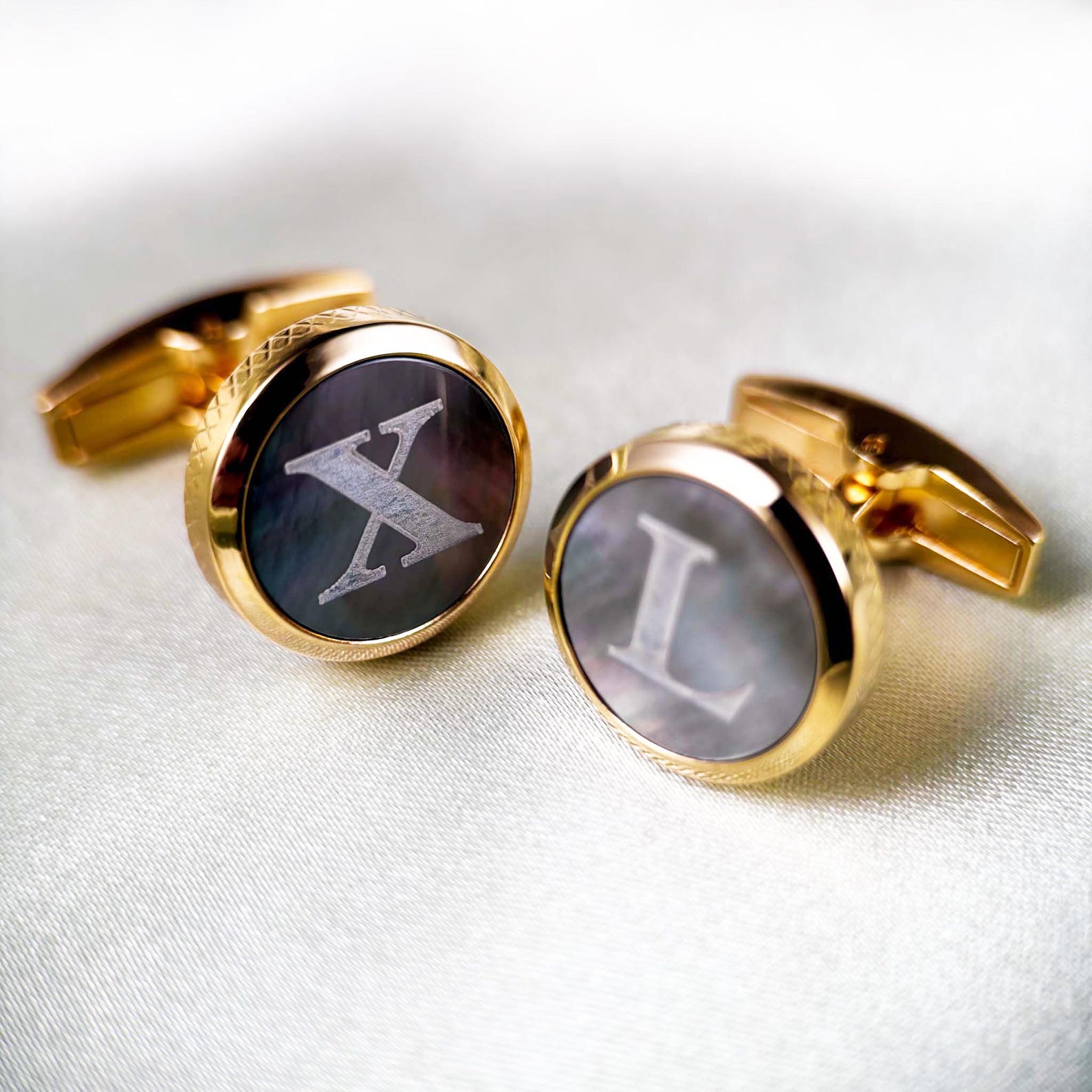 Personalized Gold Cufflinks for Men Luxury Engraved Initials, Custom ...